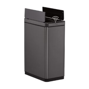 rubbermaid elite stainless steel slim sensor trash can, 12-gallon, batteries included, charcoal, wastebasket for home/kitchen/hotel/lobby/office, 11.8g