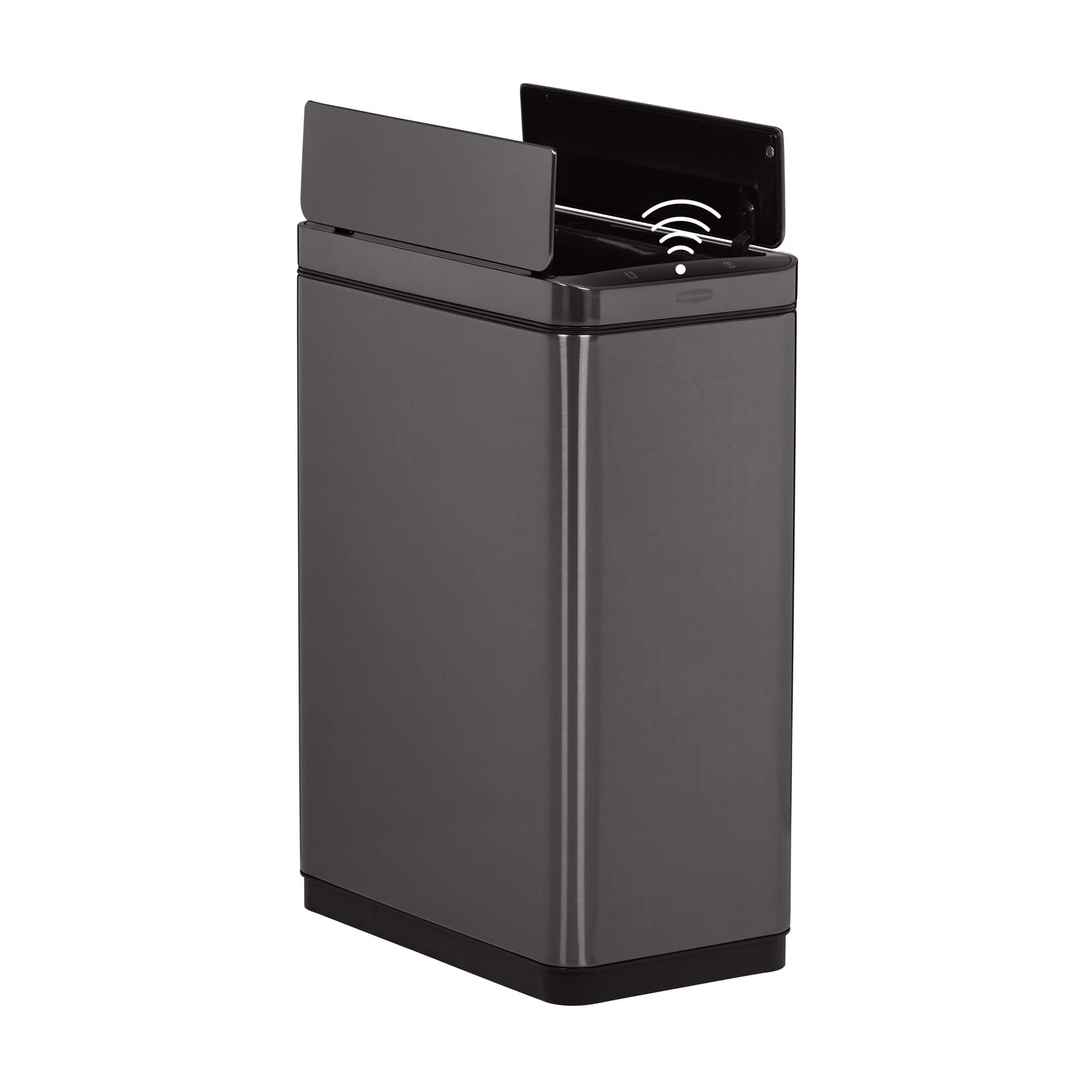 Rubbermaid Elite Stainless Steel Slim Sensor Trash Can, 12-Gallon, Batteries Included, Charcoal, Wastebasket for Home/Kitchen/Hotel/Lobby/Office, 11.8G