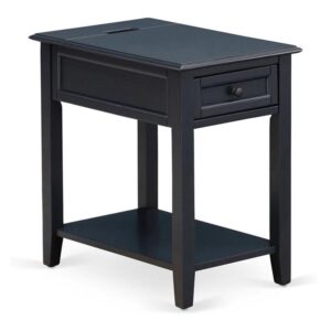 east west furniture de-15-et denison nightstand - rectangle end table with a drawer for bedroom, 24x19 inch, navy blue