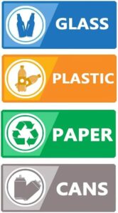 top label recycle label decal for trash can,trash sorting recycling sticker sign for use in home and office,4x2 inch,20 pcs per pack