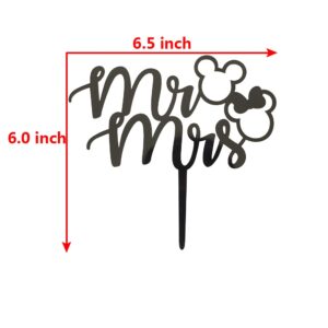 Mr & Mrs Cake Topper Mouse Inspired Theme Wedding Bridal Shower Engagement Party Decorations Mirror Black