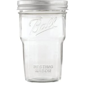 ball glass nesting mason jars with lids & bands, wide mouth, pint size (pack of 4)