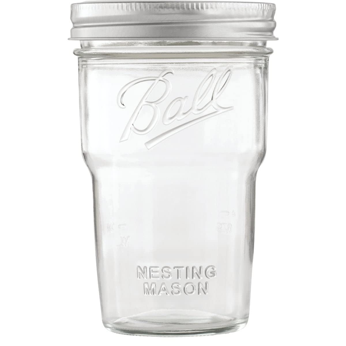 Ball Glass Nesting Mason Jars with Lids & Bands, Wide Mouth, Pint Size (Pack of 4)