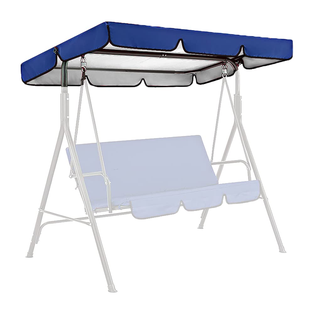 COOSOO Swing Canopy Replacement Top Cover Waterproof UV Block Sun Shade Swing Chair Top Cover for Outdoor Garden Patio 3 Seat Furniture Blue