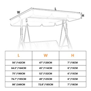 COOSOO Swing Canopy Replacement Top Cover Waterproof UV Block Sun Shade Swing Chair Top Cover for Outdoor Garden Patio 3 Seat Furniture Blue