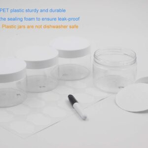 suituts 24 Pack 10 oz (300 ml) Plastic Jars with Lids, Food Storage Spice Jars, Craft Storage Favor Jars//Empty Wide-Mouth Jars for Body Butter, Cosmetics(Clear)