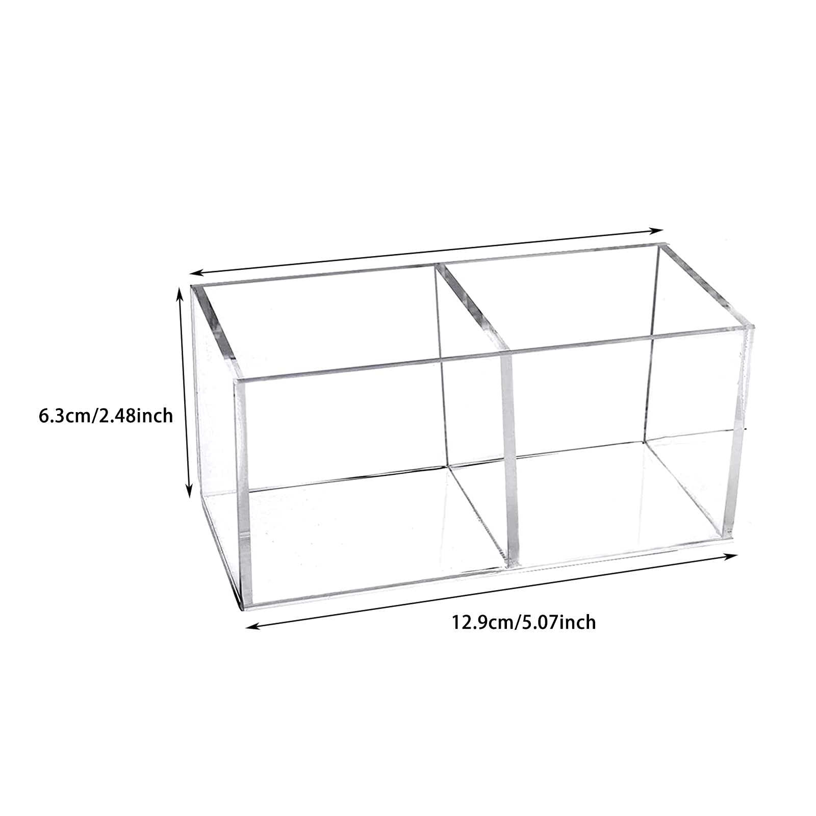 Acrylic Drawer Organizer, Dedoot Clear 2 Compartment 2 Section Makeup Organizer Transparent Plastic Makeup Brush Holder Durable Makeup Jewelry Accessories Storage Organizer, Clear Acrylic Plastic