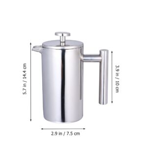 Cabilock Tea Maker Insulated Coffee Tumbler Espresso Coffee Pot for Camping Insulated Cafetiere Brew Coffee Maker Coffee Machines Double Wall Coffee Mug French Filter Screen