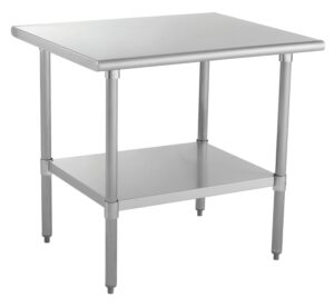 kratos stainless steel kitchen prep table 24" dx30 w with undershelf, nsf worktable for restaurants - 18ga/430ss (28w-056)