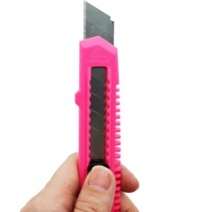 5x Bulk Utility Knife Box Cutters Snap Off Blade Neon Pink