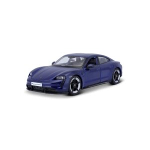 bburago porsche taycan turbo s in blue in 1/24 scale (18-21098b)