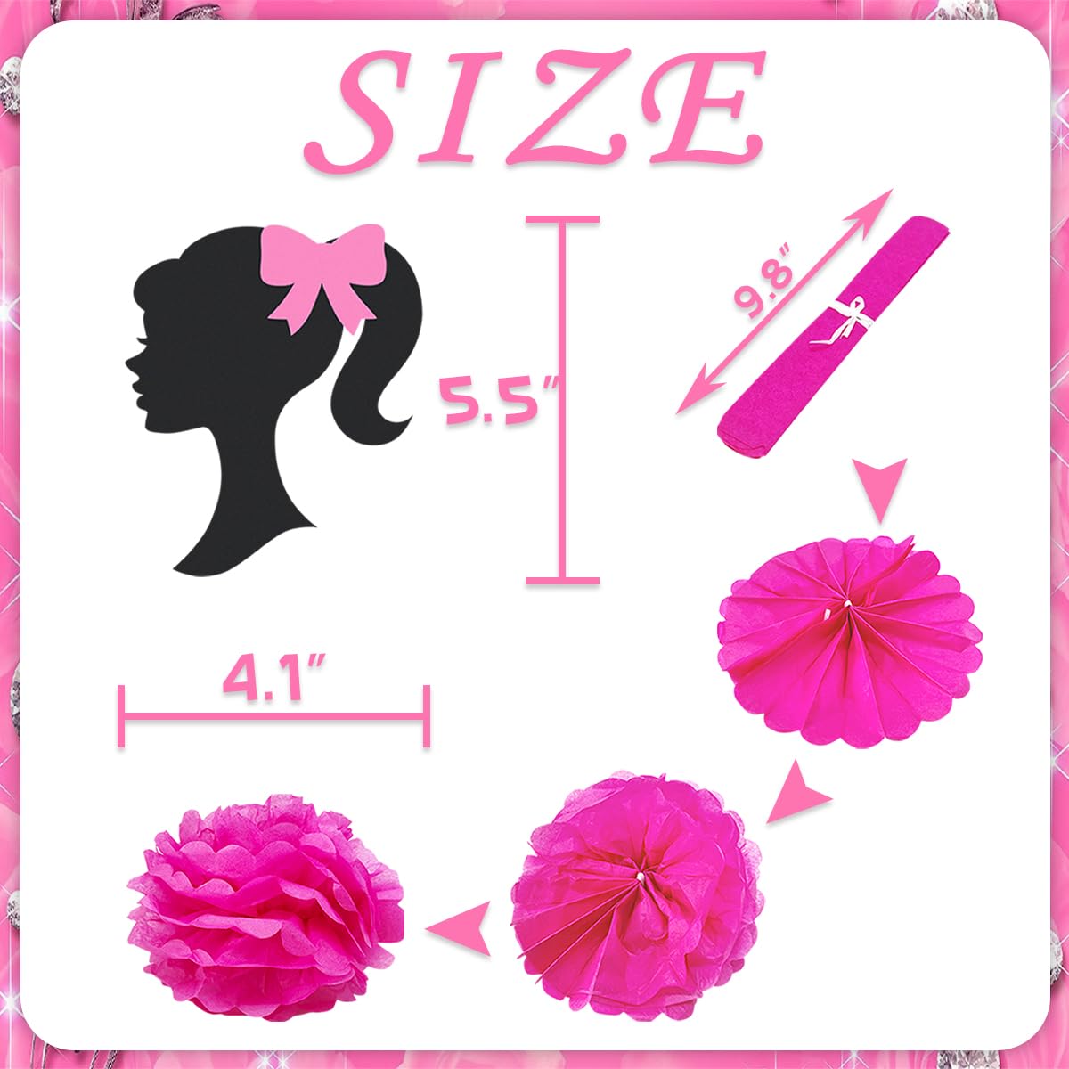 VeSidyHelo 4 Party Centerpieces for Girl Theme Birthday Table Decorations Paper Flowers