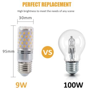 CloudMi E26 LED Bulb 9W Equivalent to 80Watt - 100Watt Incandescent Bulbs, Warm White 2700K-3000K E26/E27 Medium Base Edison Screw Led Bulbs, No Flicker, Not Dimmable, AC 85-265V, 2 Pack