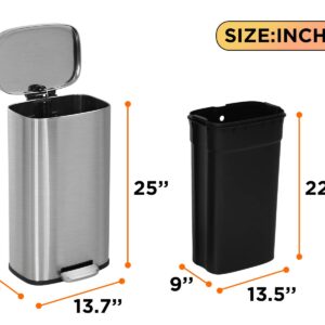 Best Home 8 Gallon Stainless Steel Trash Can with Lid, Hands-Free Step Design, 30L Capacity, Silver