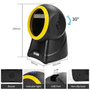 NETUM 1D 2D Desktop Barcode Scanner Omnidirectional Hands-Free Barcode Reader Capture Barcodes from Screen, Automatic Image Sensing for Supermarket Library Retail Store