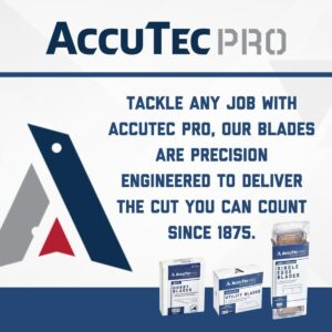 AccuTec Pro 2-Notch Utility Knife Blades with Dispenser - 100-Pack - Precision Made with Heavy Duty High Carbon Steel for Extra Durability and Long Life - APBL-8021