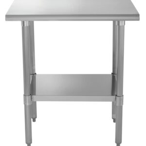 Kratos Stainless Steel Kitchen Prep Table 30" Dx72 W with Undershelf, NSF Worktable for Restaurants - 18ga/430SS (28W-001)