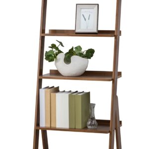 SOBIBO Ladder Shelf, 5-Tier Leaning Shelf, Free Standing Organizer Storage Shelves, Storage Rack Shelf for Office, Living Room, Brown