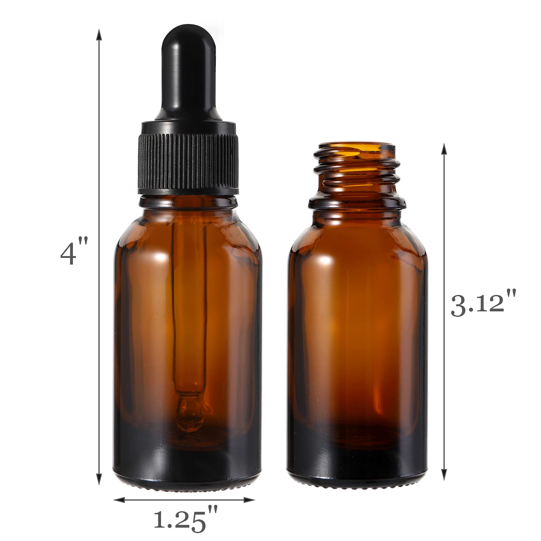 Kingrol 48 Pack Amber Glass Bottles with Glass Eye Dropper, 1 oz Dropper Bottles for Essential Oils, Perfumes, Aromatherapy, Chemistry Lab Chemicals