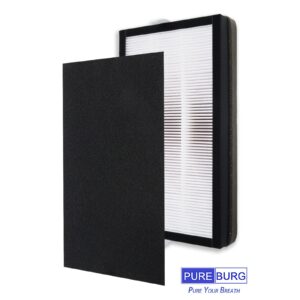 PUREBURG Replacement Filter Compatible with Filtrete F1 Filter Fits FAP-C01-F1 & FAP-T02-F1 FAPF-F2-A FAP-C01-F2 & FAP-T03-F2 Air Purifiers,2-Pack H13 HEPA + 8 Carbon Pre-Filters