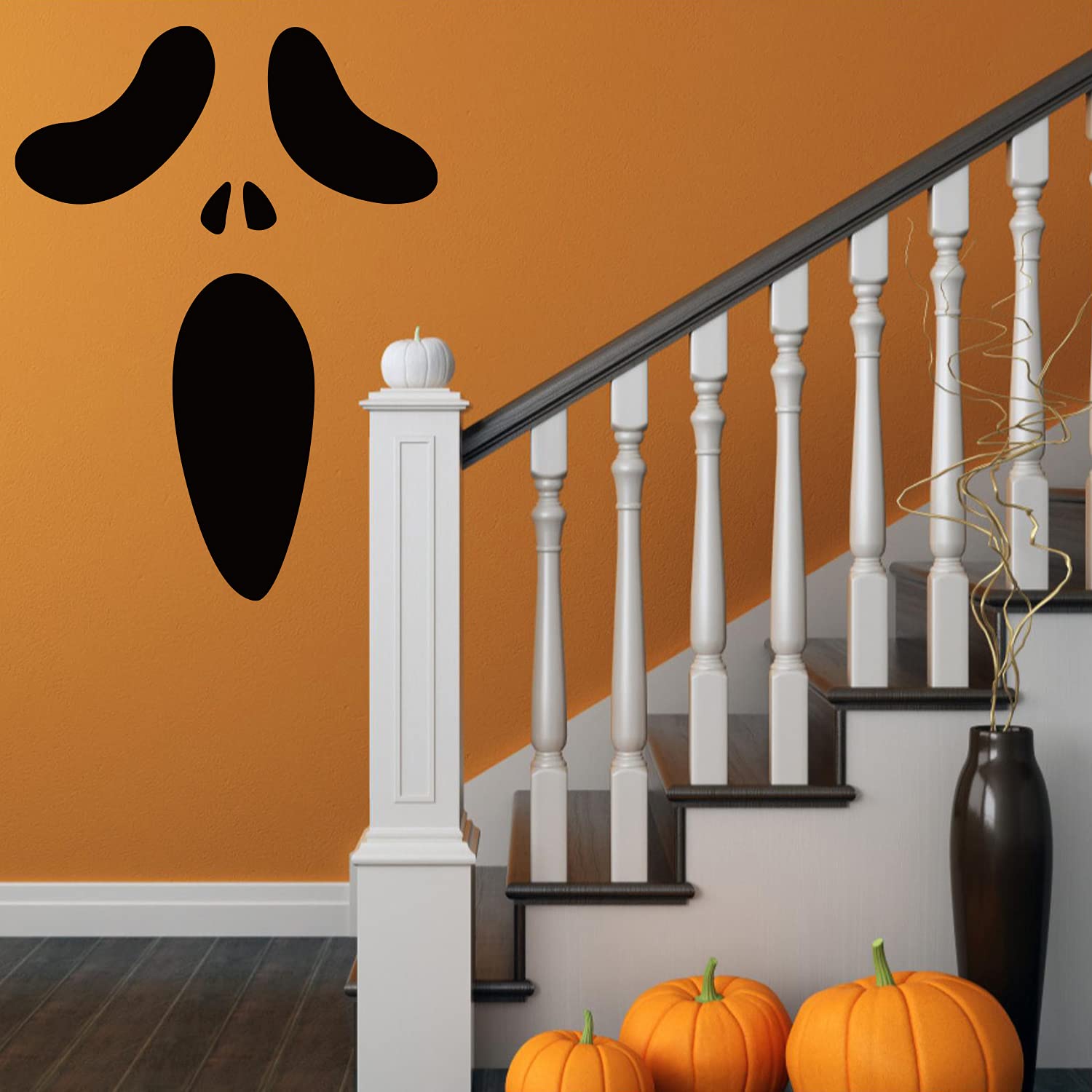 LOMIMOS Halloween Door Sticker,Black Ghost Window Wallpaper for Decoration Indoor Outdoor Party Haunted House Supplies