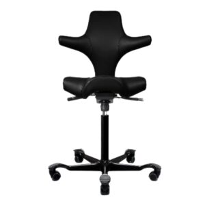 hag capisco adjustable standing desk chair - black frame - leather black seat