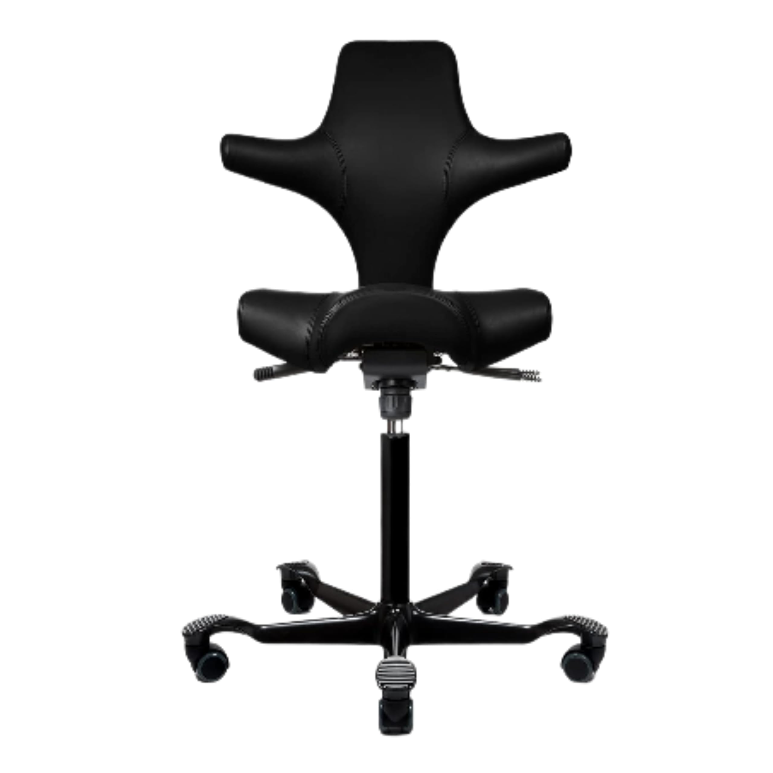 HAG Capisco Adjustable Standing Desk Chair - Black Frame - Leather Black Seat