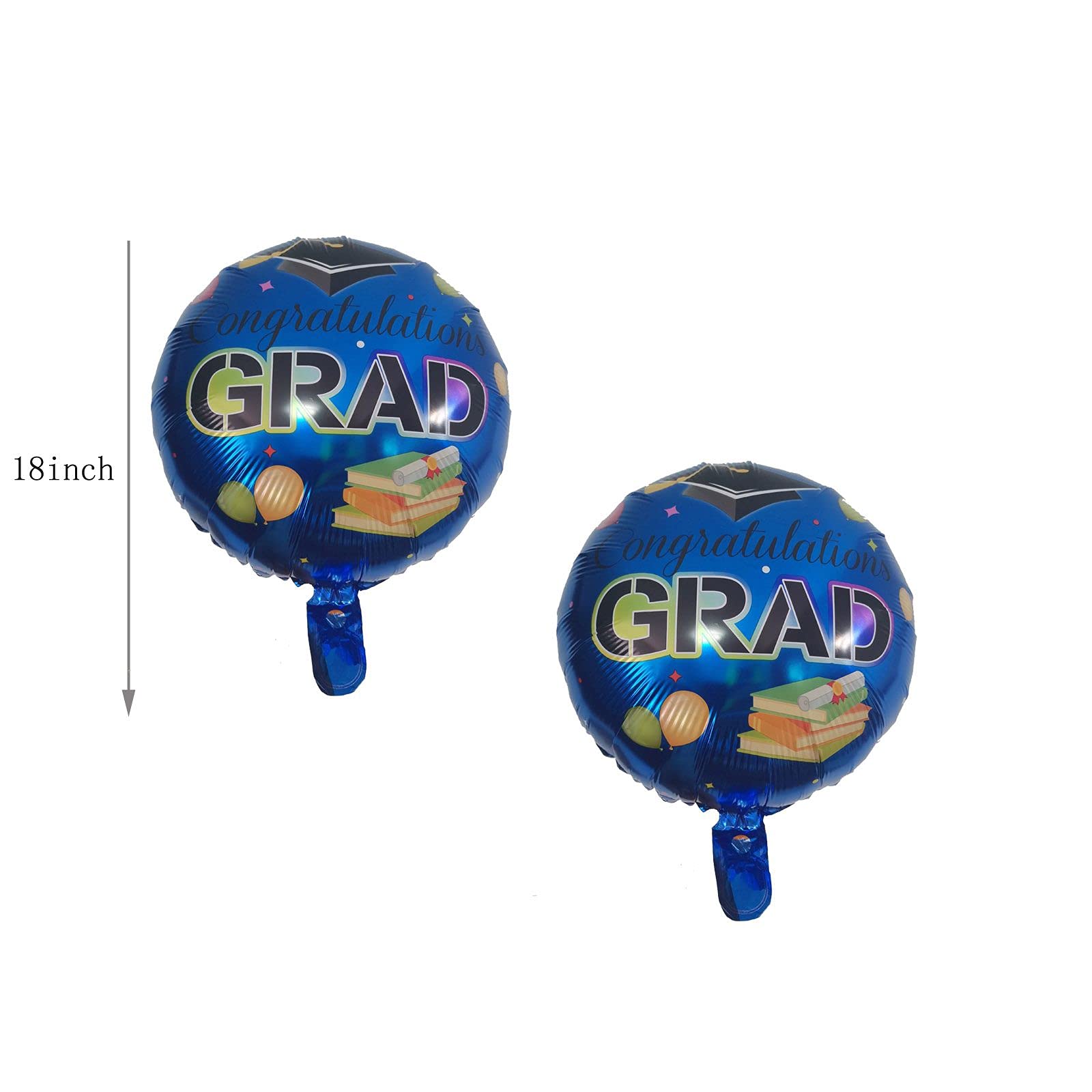 5PCS Blue Congrats Grad Graduation Cap Balloons for 2021 Graduation Party Decor Supplies Grad Mylar Graduation Balloons for College Seniors High School