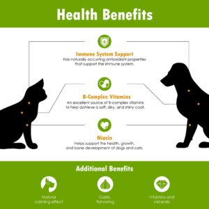 Green Pets Organics Natur-Yeast Brewer's Yeast for Dogs and Cats - Supports Immune System & Digestion, Promotes Healthy Skin & A Glossy Coat, 90 Soft Chews