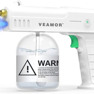 VEAMOR Nano Sanitizer Spray Machine, Handheld ULV Electric Spray Gun Fogger, Rechargeable Portable Mist Gun Disinfection Machine with Strong Light.