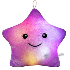 kaheaum twinkle twinkle little star pillow,cute plush pillows for kids pillows decorative led light up night toy and glow pillow gifts,girls stuffed animal shaped throw pillows doll,purple