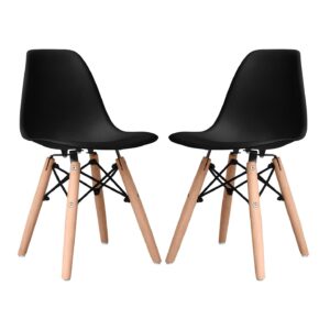 aron living 21.75" plastic and wood kids playroom chairs in black (set of 2)