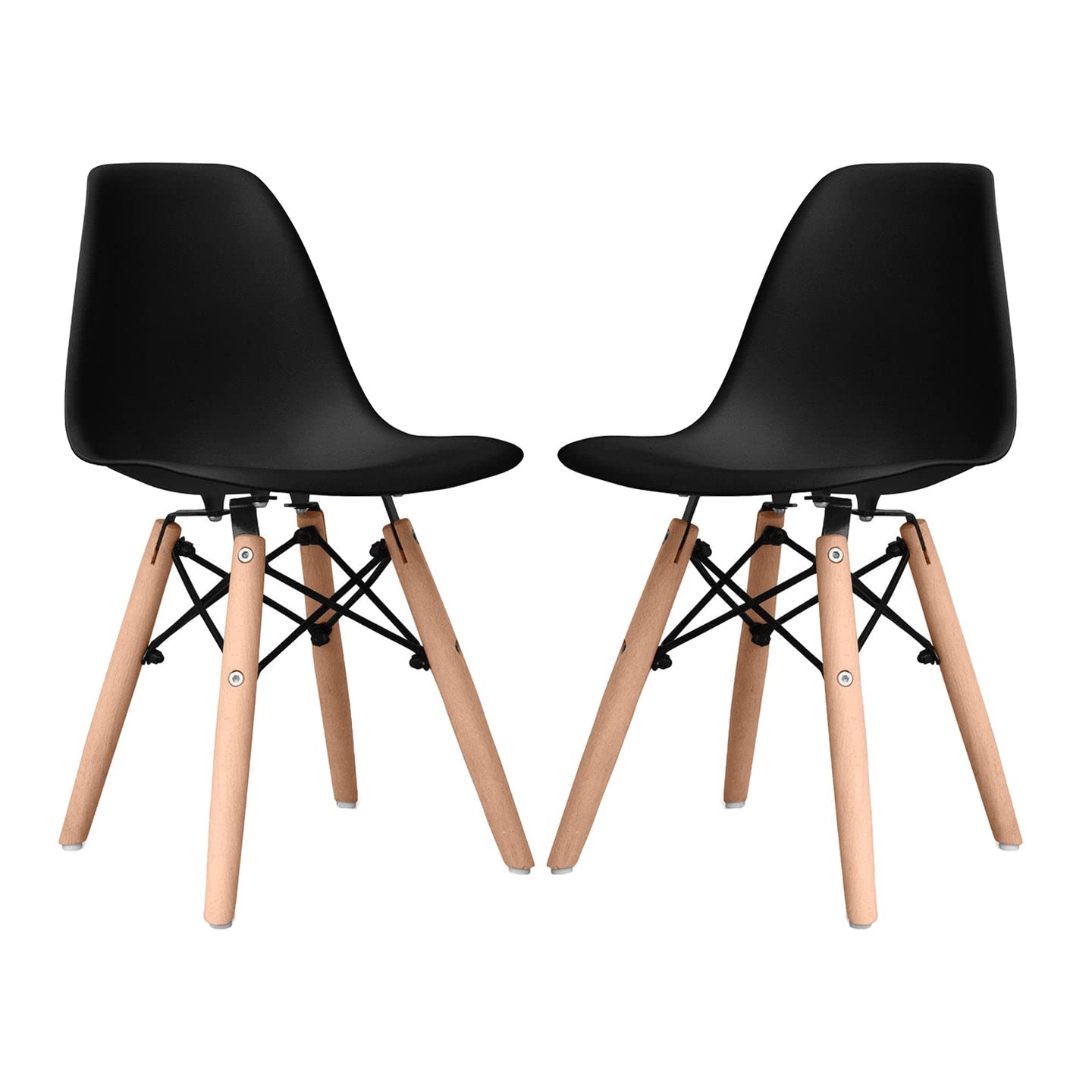 Aron Living 21.75" Plastic and Wood Kids Playroom Chairs in Black (Set of 2)