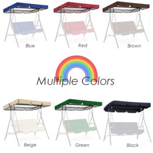 COOSOO Swing Canopy Replacement Top Cover Waterproof UV Block Sun Shade Swing Chair Top Cover for Outdoor Garden Patio 3 Seat Furniture Blue