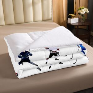 Feelyou Ice Hockey Bedding Set Kids Sports Event Comforter Set Hockey Player Comforter for Boys Room Decor Lightweight Duvet Set Twin with 1 Pillow Case