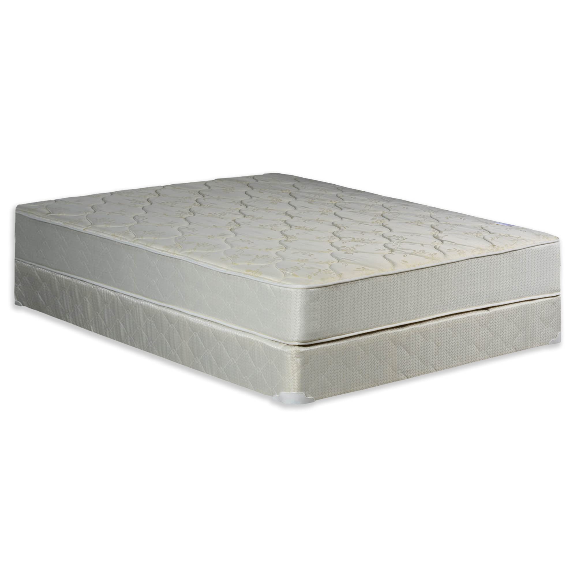 Treaton 9-Inch Gentle Firm Tight top Innerspring Mattress & 8" Wood Box Spring Set, Full, Beige