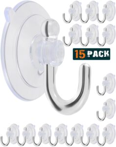 lupyji suction cup hooks, transparent pvc removable suction cups for glass windows, mirrors, doors, tiles (15 pack)