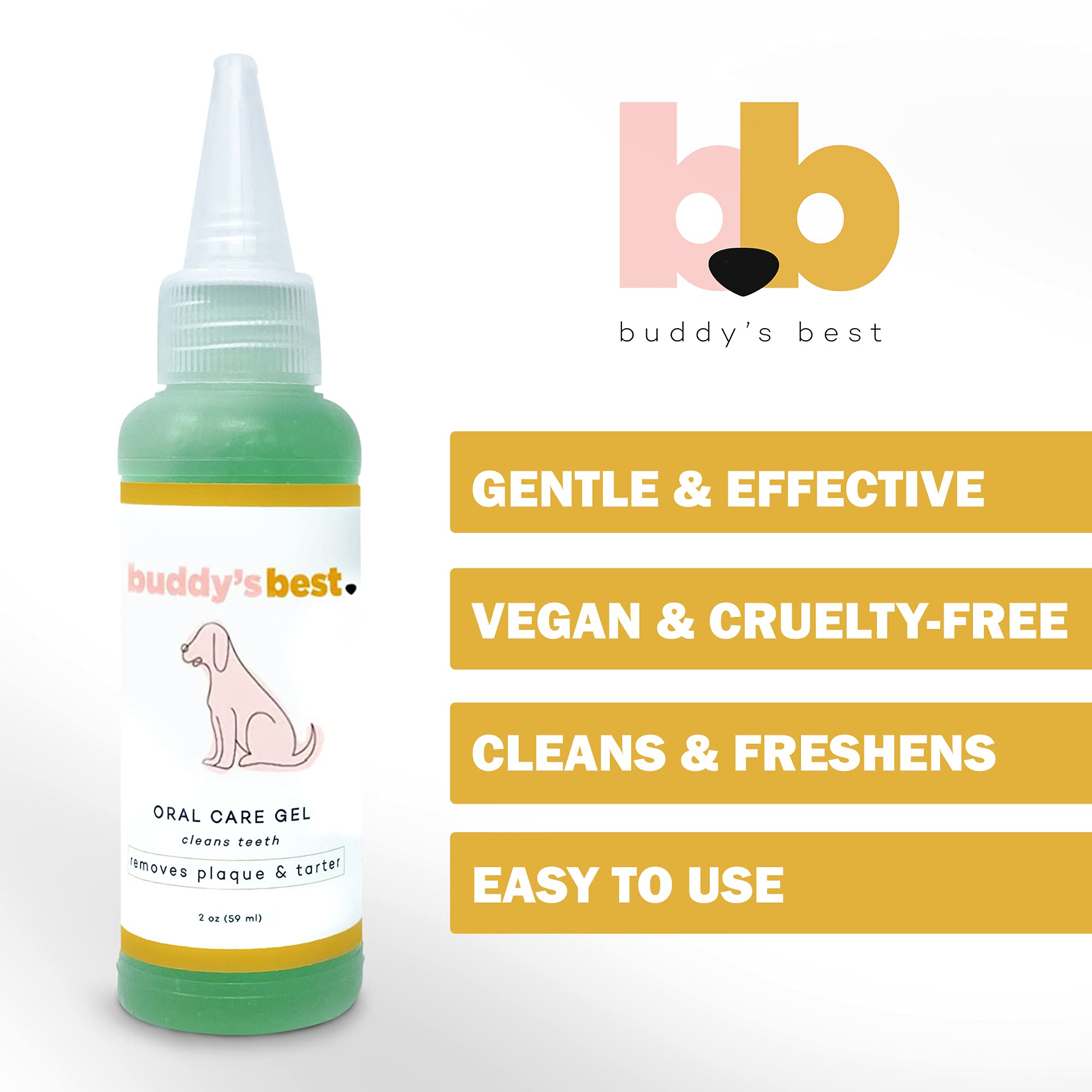 Buddy's Best Dog Dental Care, Dogs Toothpaste, Oral Care Gel for Teeth Cleaning & Fresh Breath, Formulated for Pets as Young as 8 Weeks, 2Oz