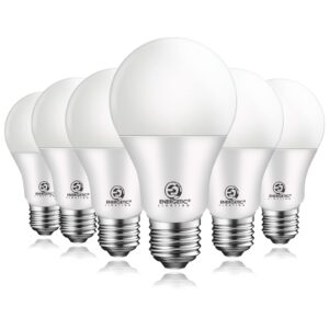 e energetic lighting a19 daylight led bulbs, 8.5w llight bulbs 60 watt equivalent, non-dimmable, 6 packs