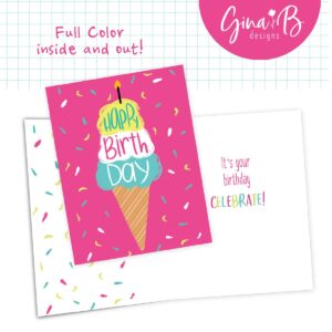 Gina B Designs - Pack of 12 Assorted “Kids Birthday Greeting Cards