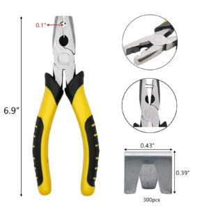 MINYULUA Wire Cage Buckle Clips Pliers with 300pcs Wire Cage Building Clips Snap Plier Tools for Chicken Pigeon Rabbit Pet Dog Bird Cat Quail Cage