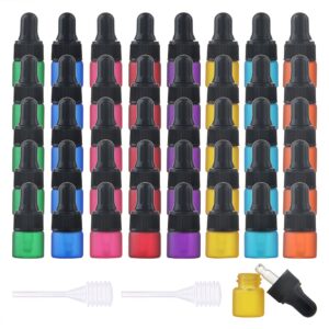 enslz 40 pack 1ml color frosted glass dropper bottles mix color sample vial with glass pipette dropper for eye dropper essential oil bottle,perfume aromatherapy cosmetic container