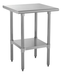 kratos stainless steel kitchen prep table 24" dx24 w with undershelf, nsf worktable for restaurants - 18ga/430ss (28w-062)