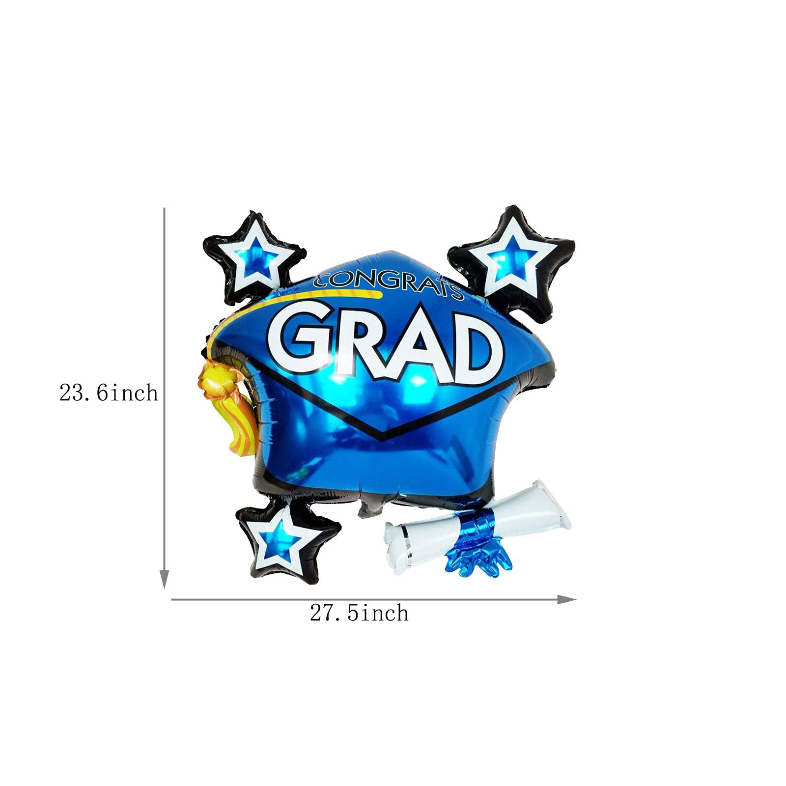 5PCS Blue Congrats Grad Graduation Cap Balloons for 2021 Graduation Party Decor Supplies Grad Mylar Graduation Balloons for College Seniors High School