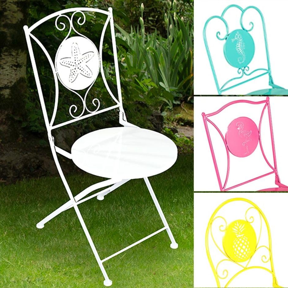 The Lakeside Collection Retro Vintage Metal Bistro Chair Patio Furniture with Flamingo Detail in Pink