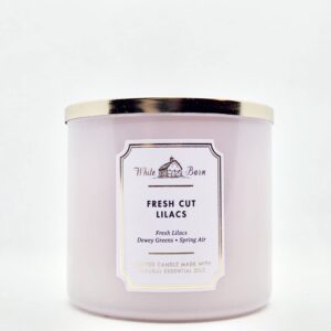 bath and body works, white barn 3-wick candle w/essential oils - 14.5 oz - 2021 core scents! (fresh cut lilacs)