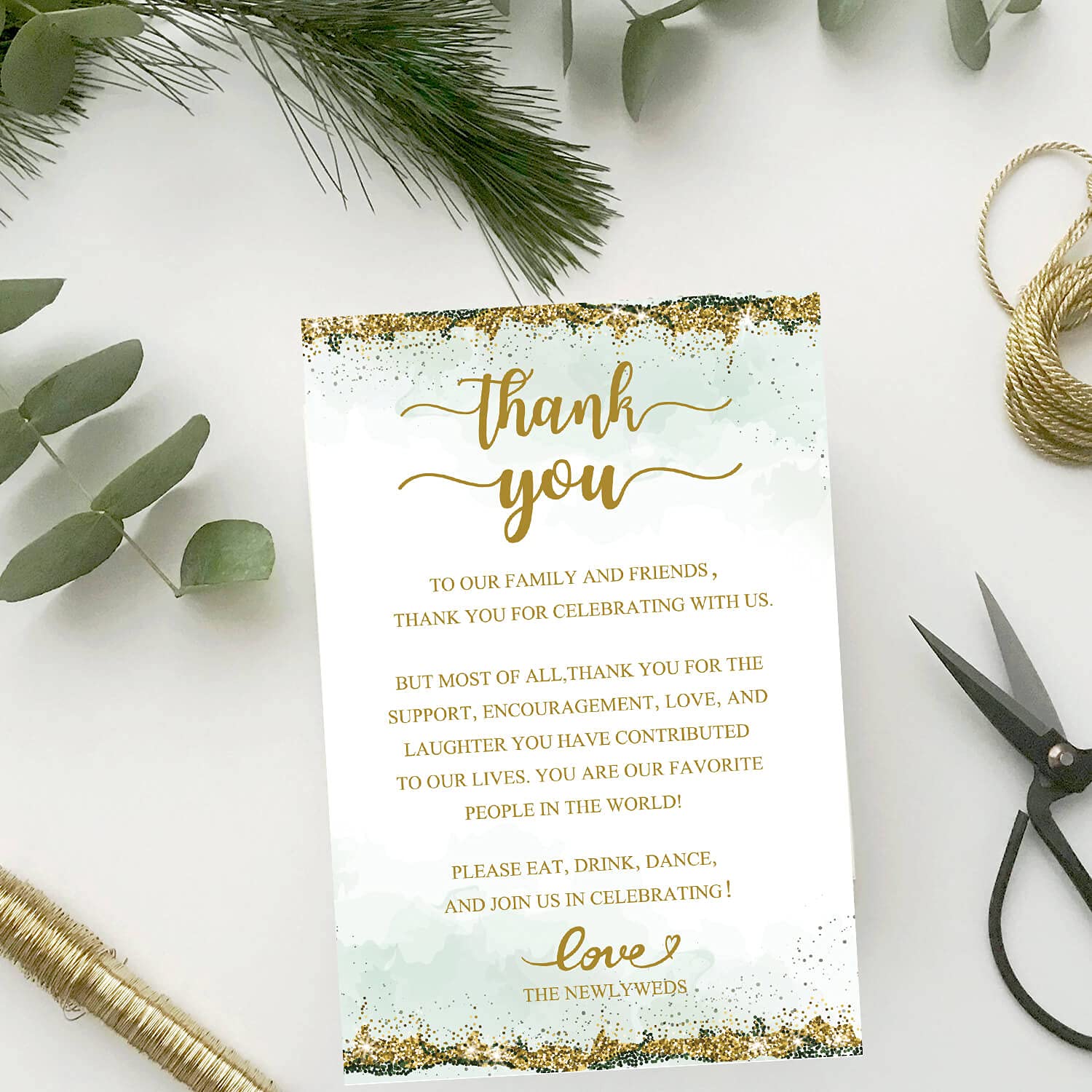 TENTADO 50 Wedding Thank You Place Cards, Thank You Table Sign, Wedding Reception Thank You Cards, Perfect for Table Centerpieces and Wedding Decorations, 4X6 inch.