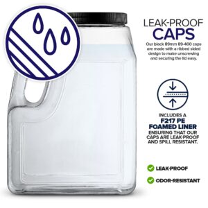 Stock Your Home Wide Mouth Gallon Jugs (2 Pack) - 128 Ounce Rectangular Oblong Gallon Container - Clear Plastic Jugs with Handle for Home, Commercial or Restaurant Use