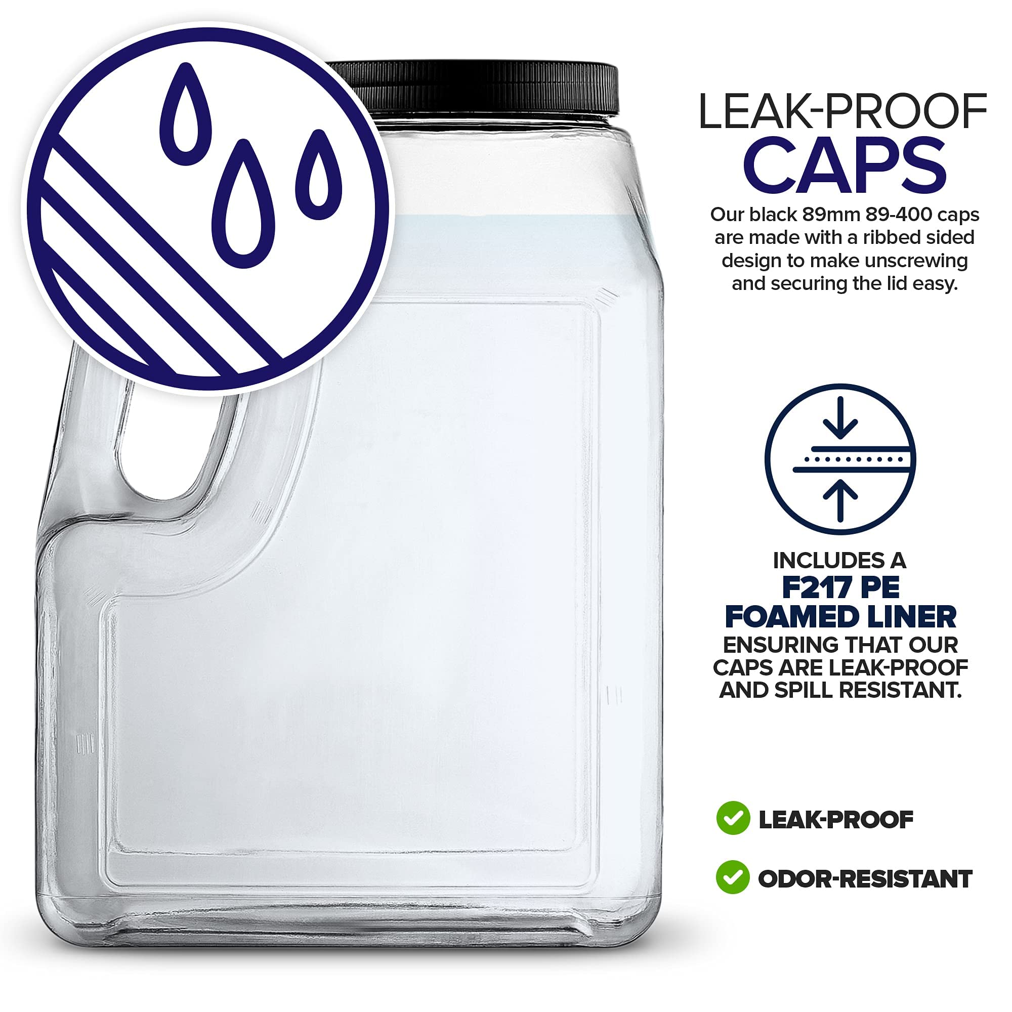 Stock Your Home Wide Mouth Gallon Jugs (2 Pack) - 128 Ounce Rectangular Oblong Gallon Container - Clear Plastic Jugs with Handle for Home, Commercial or Restaurant Use