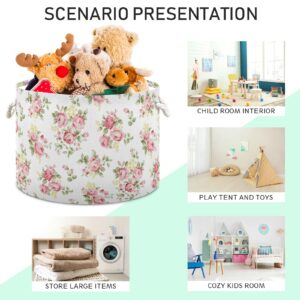 senya Large Storage Basket Pink Rose Flower Floral for Toys Clothes Storage Bin Box Laundry Hamper Organizer Bag with Handles